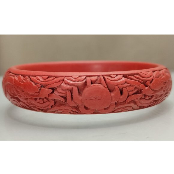 Jewelry | 8 Vintage Chinese Export Hand Carved Cinnabar 156mm Bangle ...